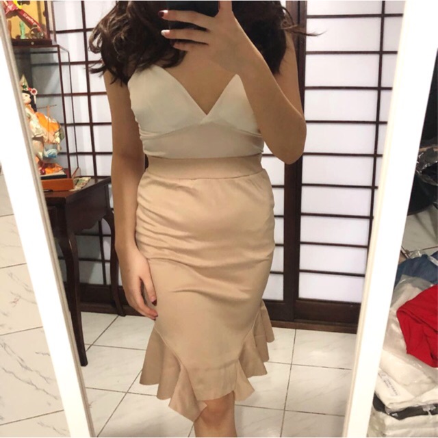 Saia ARIEL Creme MAROON/Sereia SPANDEK | Shopee Brasil