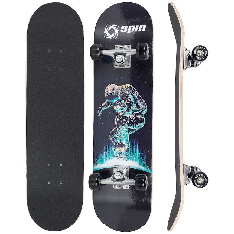 Skate Montado Semi Profissional Skatetboard Spin ABEC 9 com ESTAMPA ...