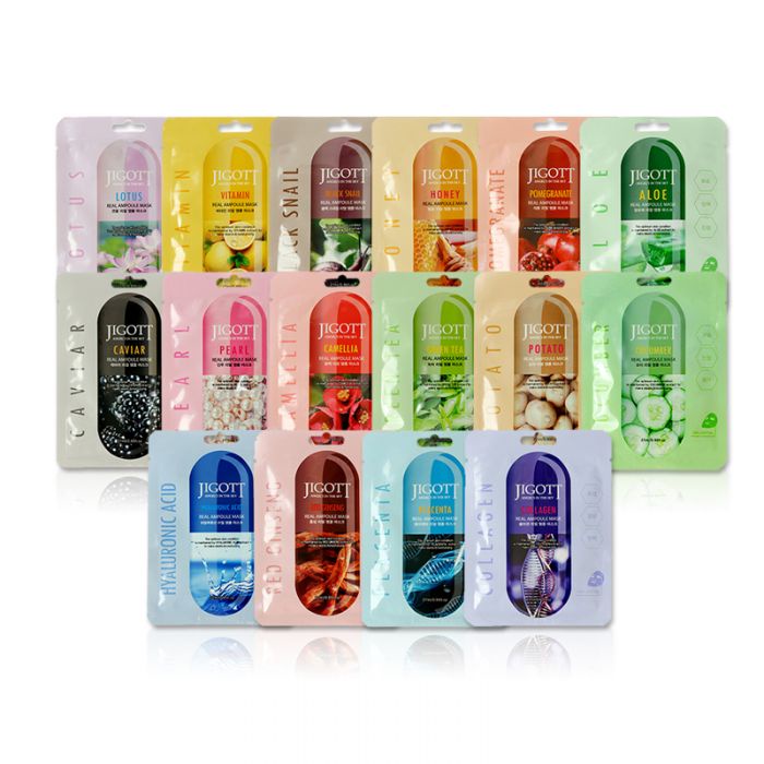 jigott real ampoule mask 16 types 1ea 27g korea mask sheet | Shopee Brasil