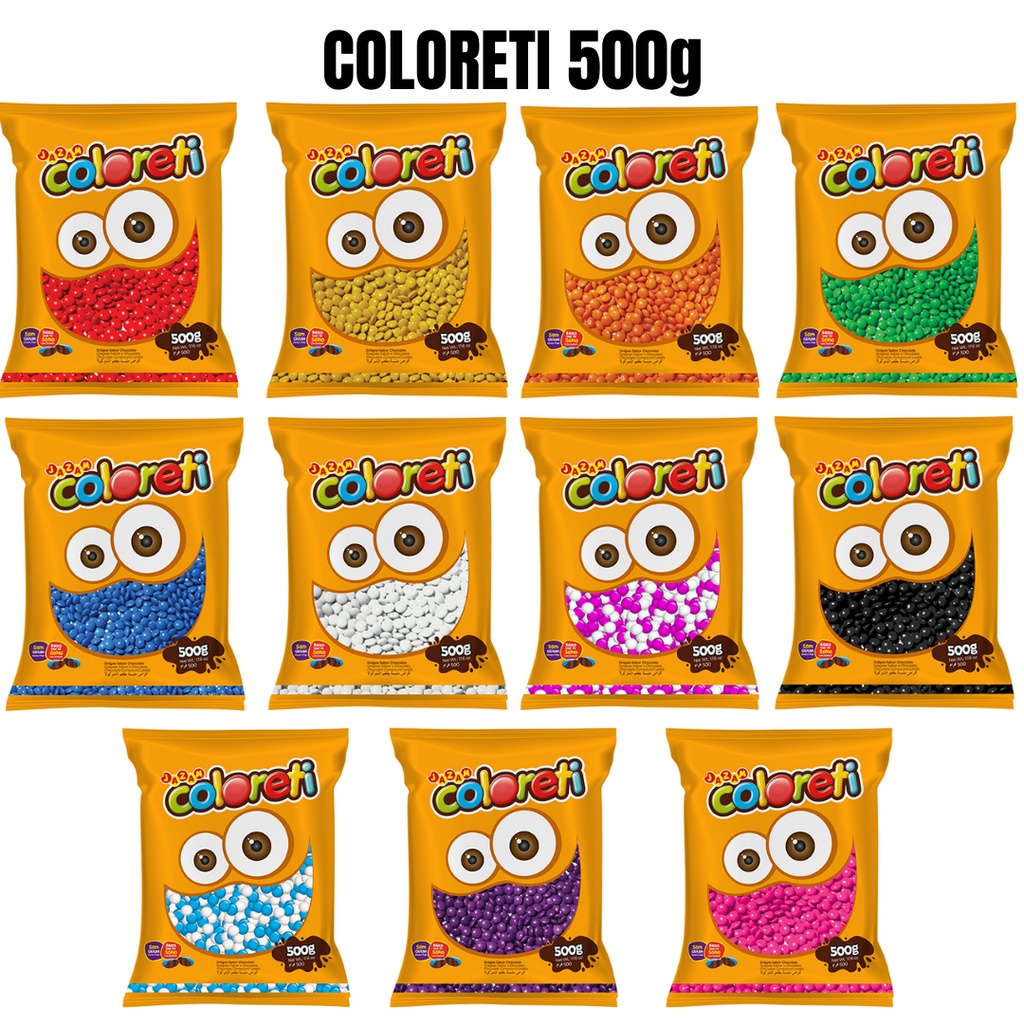 Confeito de Chocolate Coloreti MINI 500g Uma Cor Pacote | Shopee Brasil