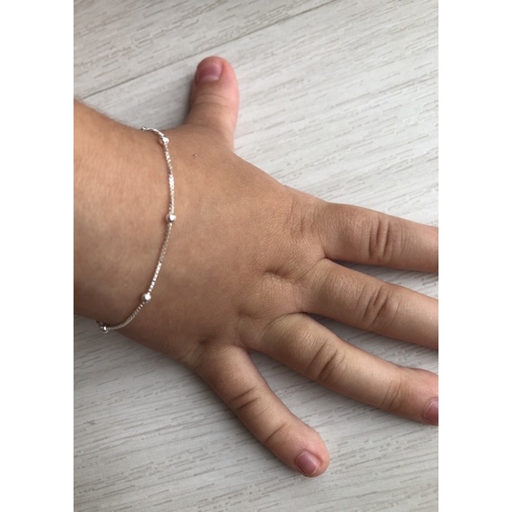 PRATA 925 - Pulseira para baby bebê infantil de bolinhas em PRATA 925 ...