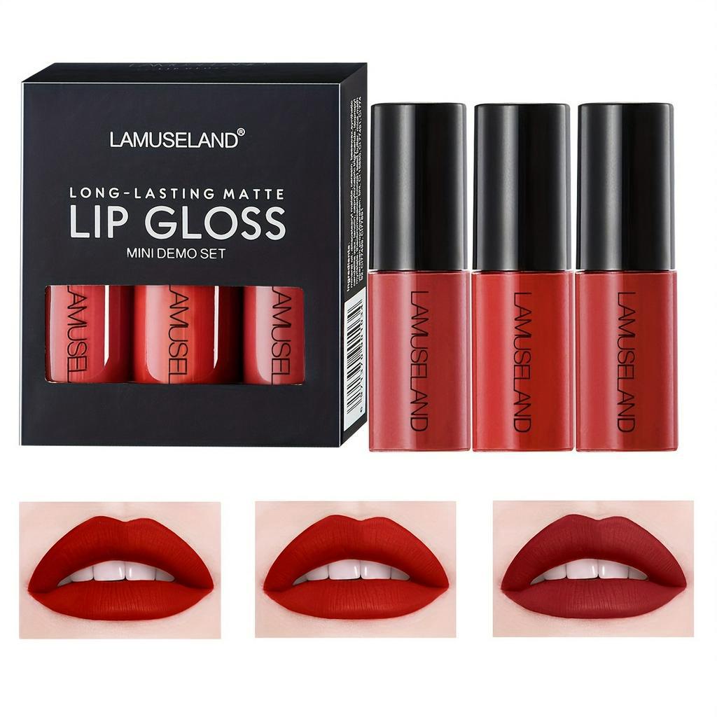 Conjunto de três peças Mini Batom Brilho Labial Gloss Mate Copo Não ...