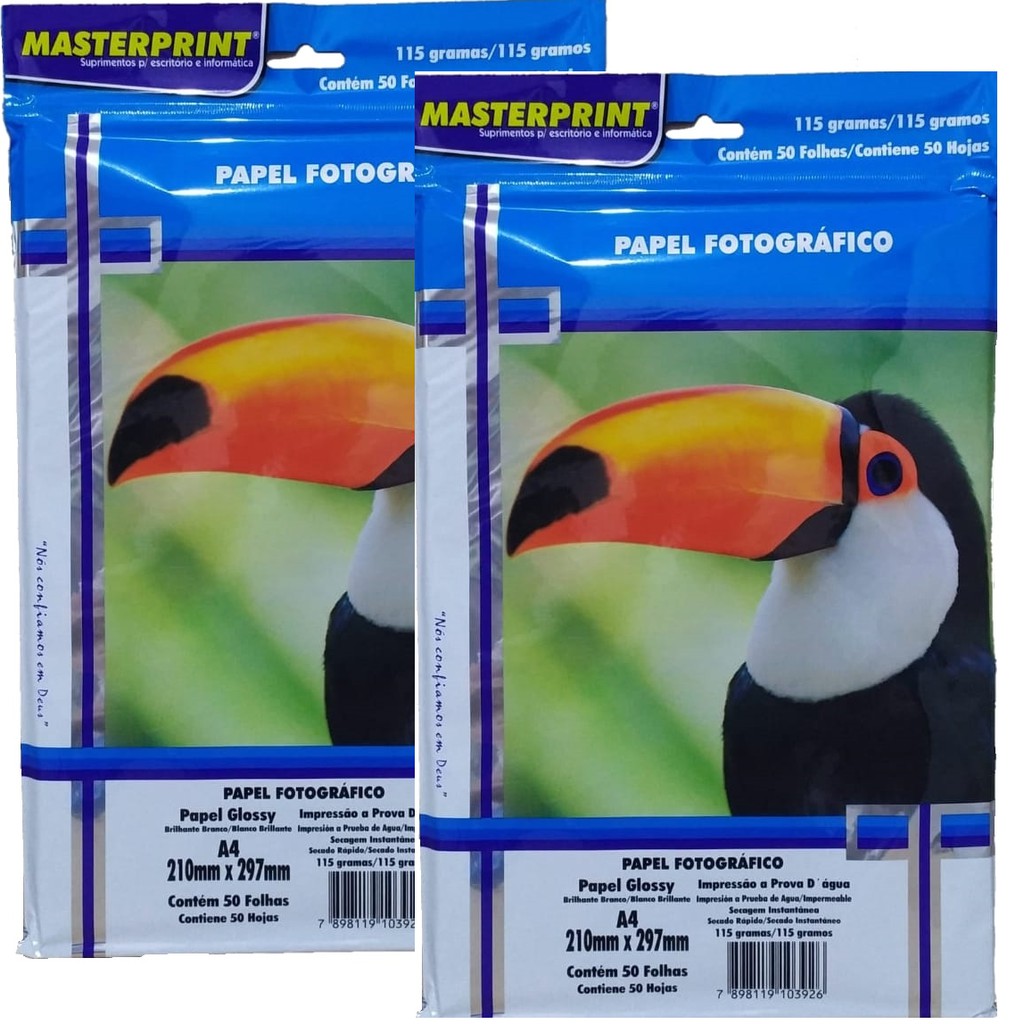 Papel Fotográfico 115g A4 Glossy - 100 Folhas Masterprint | Shopee Brasil