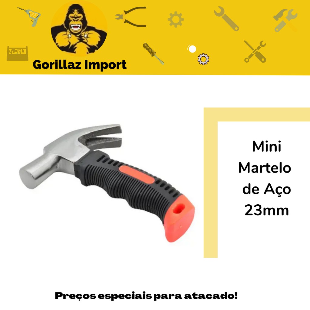 Martelo 24Mm Cabo Curto Preto Com Amarelo Multiuso Barato | Shopee Brasil