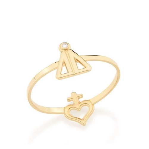 Anel Rommanel Aro Fino com Detalhes de Nossa Senhora Aparecida e ...