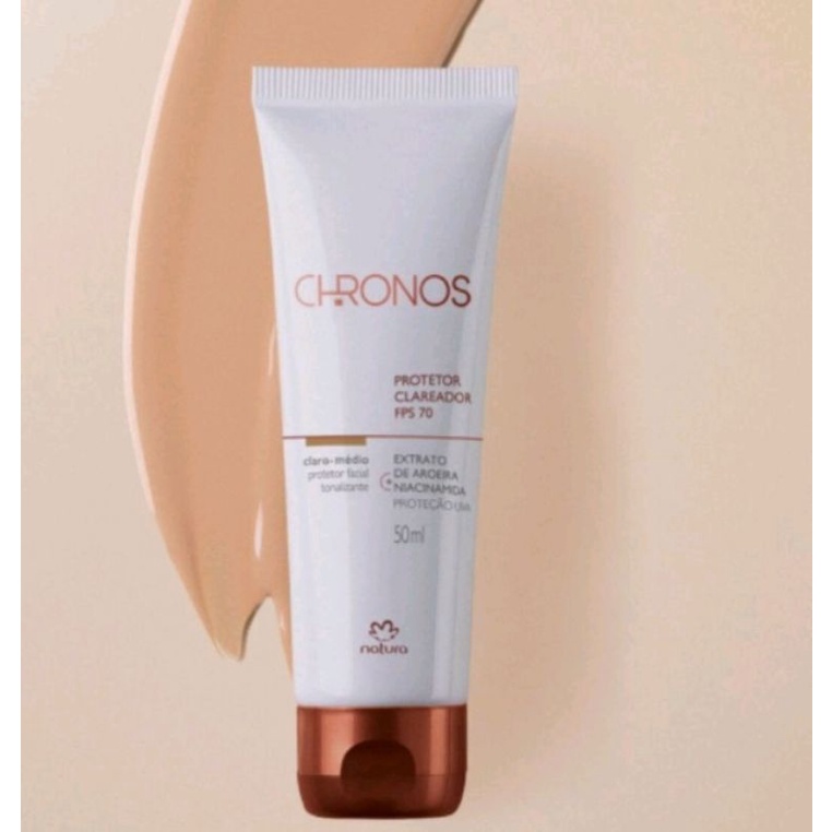 Protetor solar com cor. Chronos natura FPS 70 (Protetor com base ...