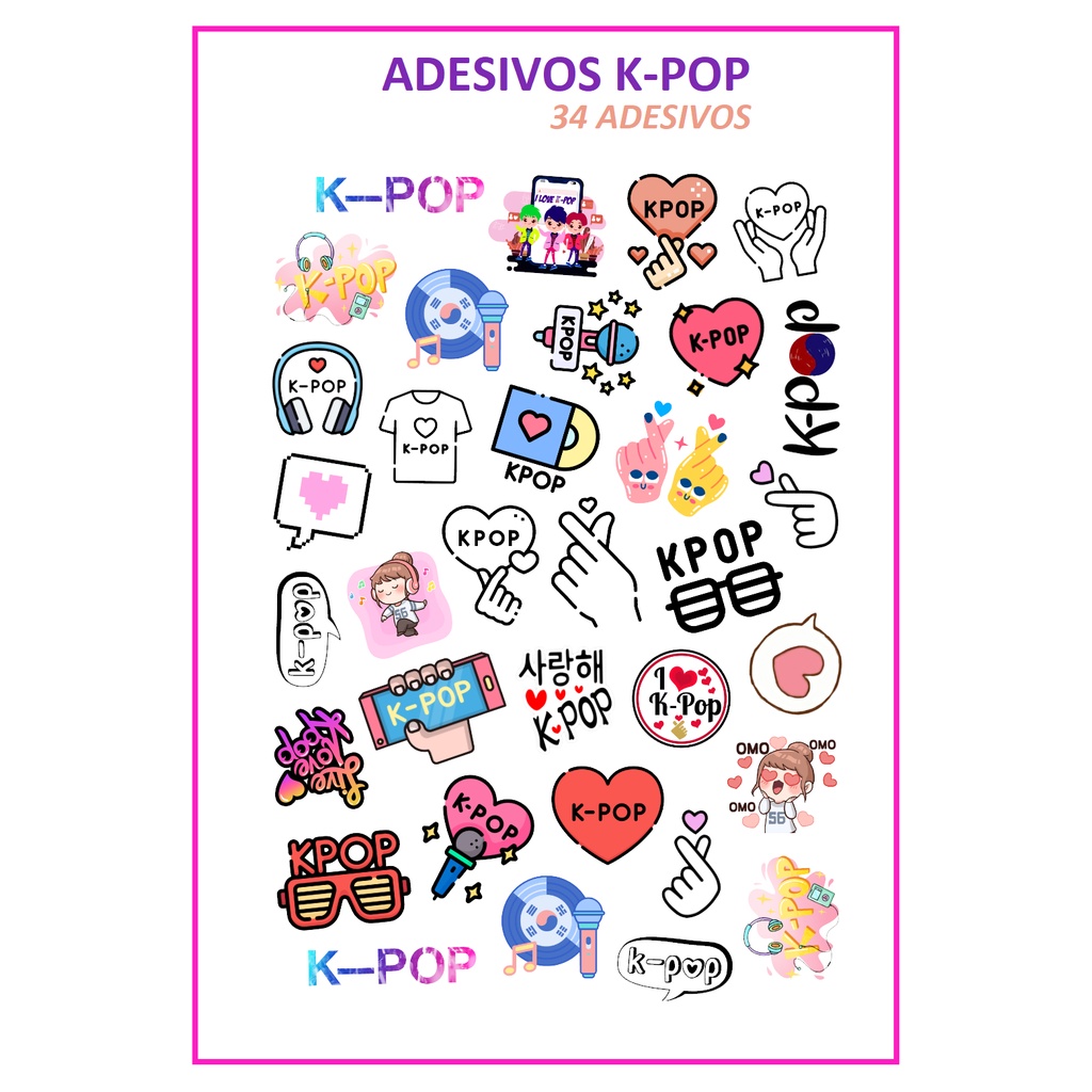 ADESIVOS K-POP - AUTO COLANTE - PACOTE | Shopee Brasil