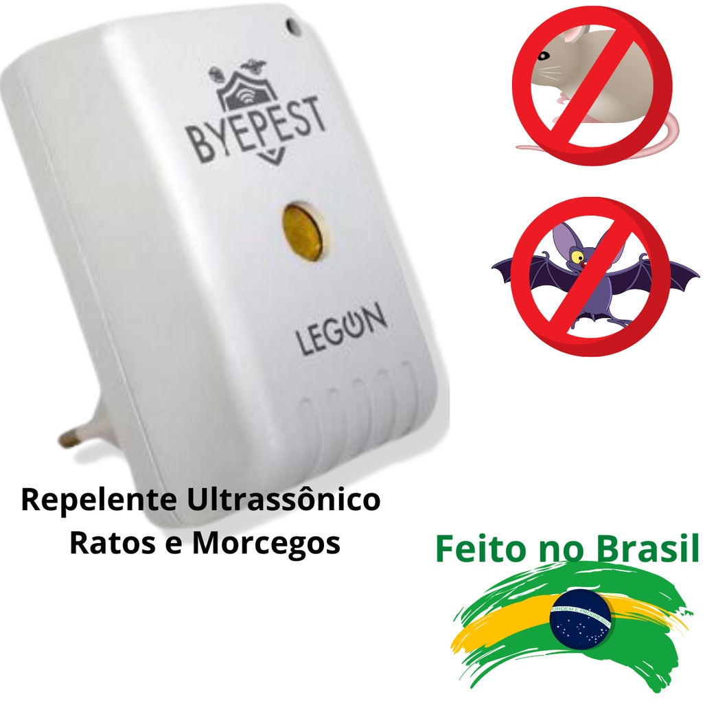 Repelente Eletrônico Bye Pest Repele e Espanta Ratos e Morcegos Alcance ...