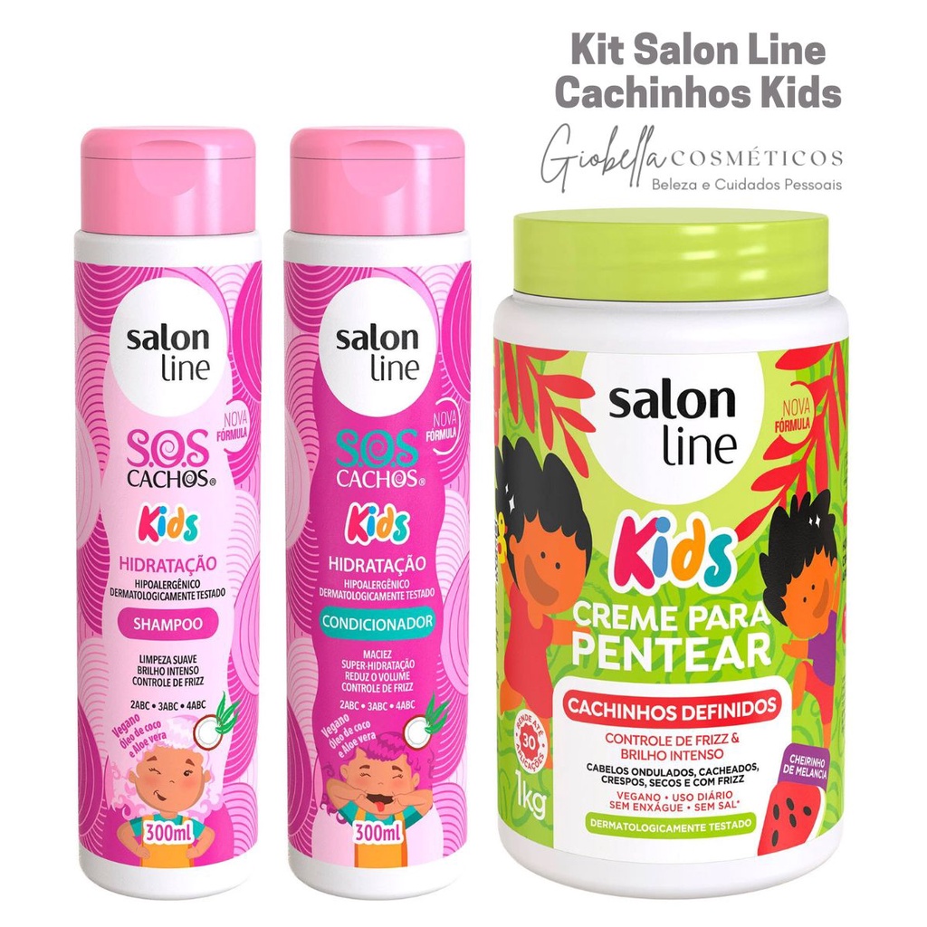 Kit Infantil Cachinhos Definidos Kids Shampoo + Condicionador + Creme ...