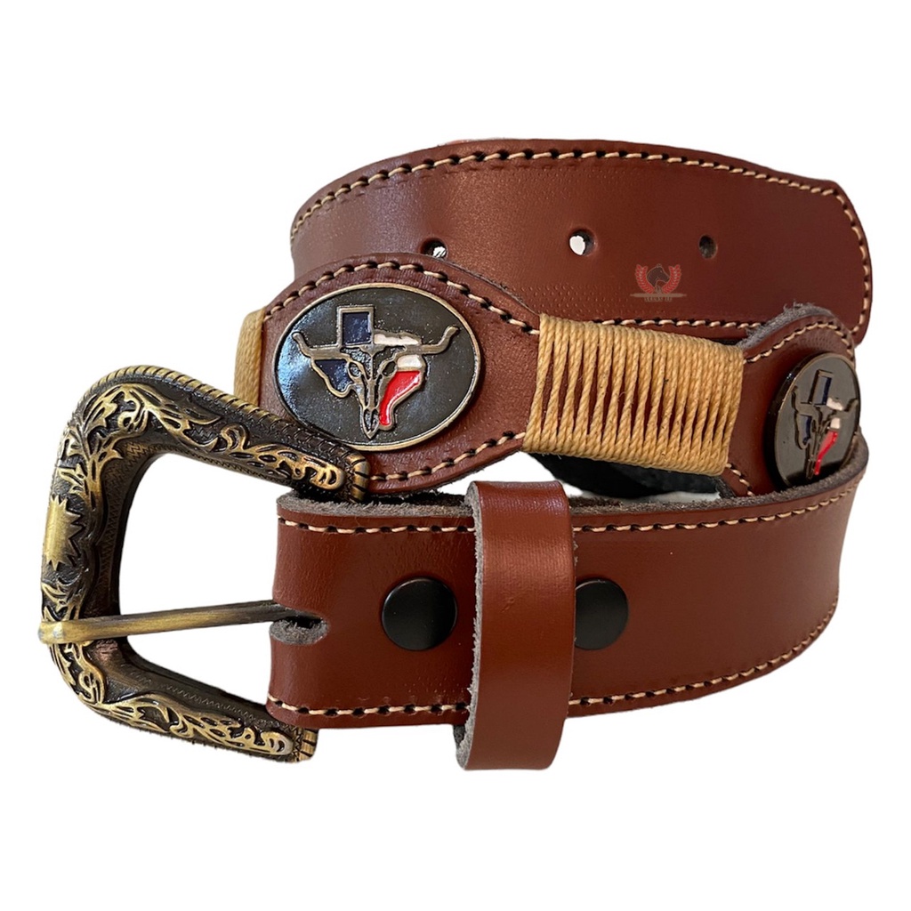 Cinto Cowboy Texas Country de Couro Legítimo Unissex Ouro Velho ...