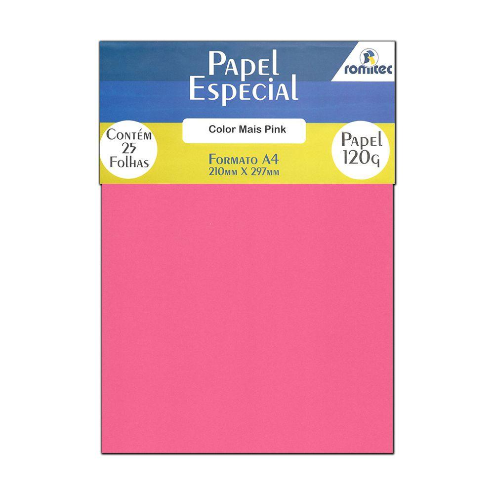Papel Color Plus Pink A4 210x297mm 120g Romitec 25Fls | Shopee Brasil