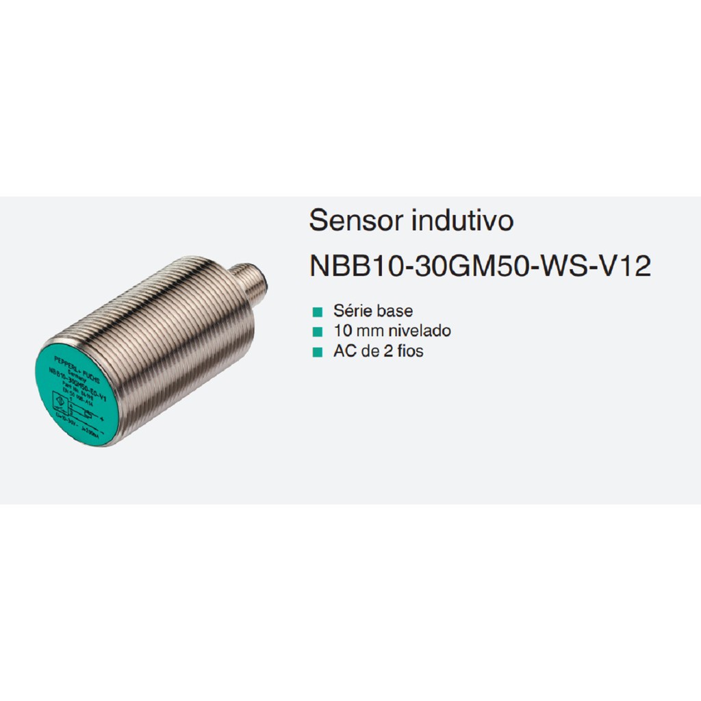 Sensor Indutivo Tubular 10mm 3 Pinos Nbb10 30gm50 Ws V12 Pepperl