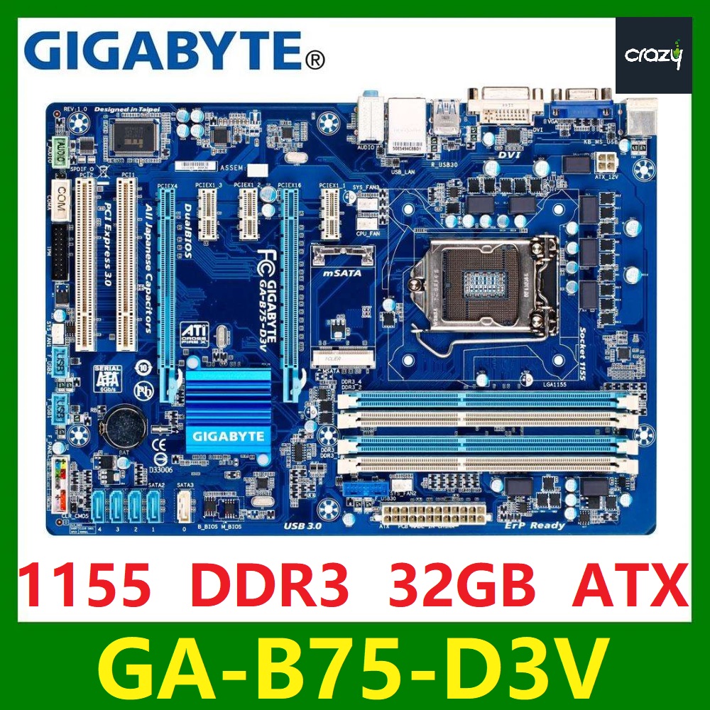 GIGABYTE GA-B75-D3V original desktop motherboard DDR3 LGA1155 for I3 I5 ...