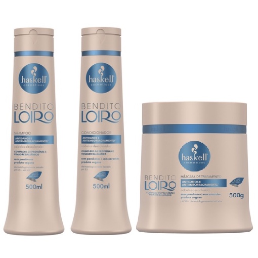 Kit Haskell Bendito Loiro Antiemborrachamento Trio 500ml (3 Produtos, Sh+cond+masc) | Shopee Brasil