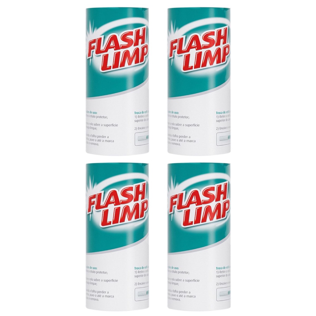 Kit c/ 4 Refil Mini Rolo Remove Pelos FlashLimp - 30 Folhas | Shopee Brasil
