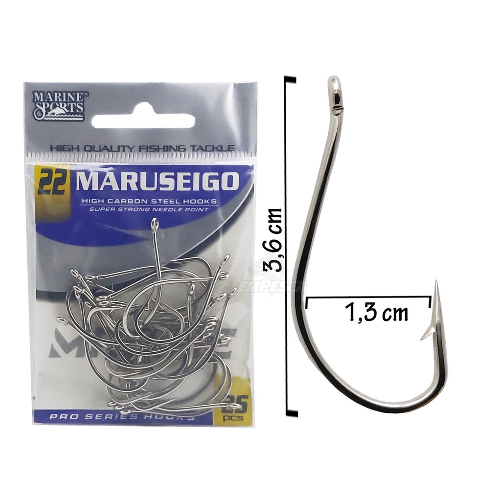 Anzol Maruseigo Nickel 22 Marine Sports - 25 pcs | Shopee Brasil