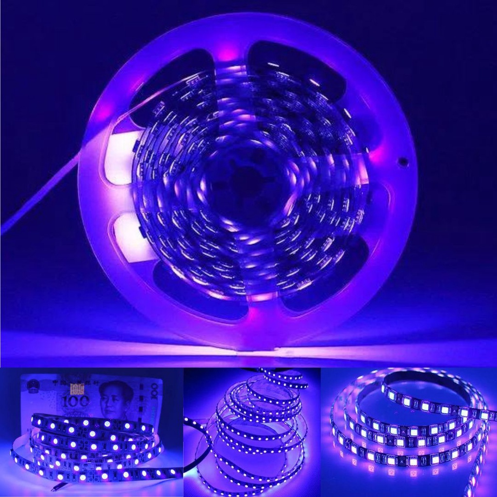 Fita LED 5050 UV Ultravioleta 60 LED's SMD 5 Metros IP20 12V ...