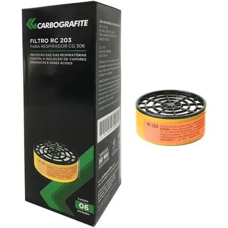 Cartucho Filtro Carbografite Rc203 P/ Máscara Cg306 6 Unidades | Shopee ...