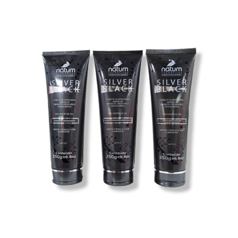 kit Linha Silver Black Profissional com 3 itens ( shampoo/condicionador/máscara) | Shopee Brasil