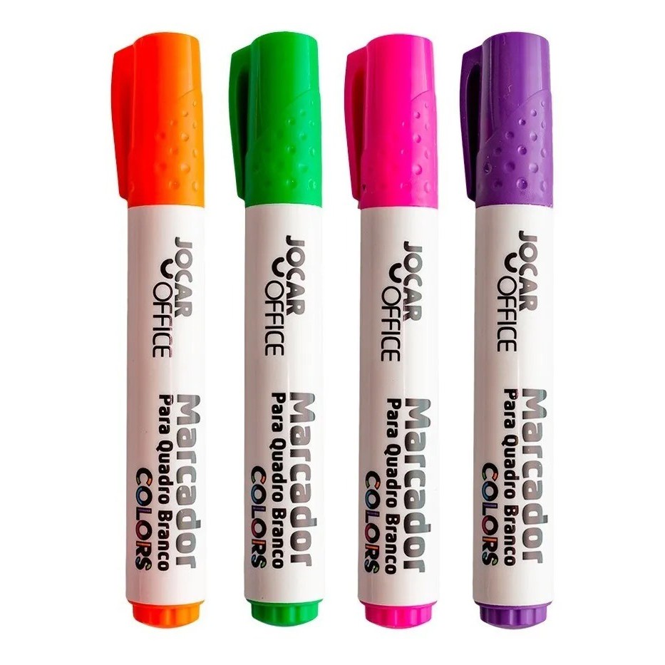Kit 4 Marcadores Coloridos Pincel Caneta Canetão Para Quadro Branco ...