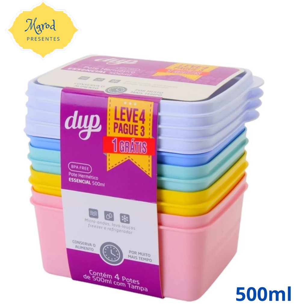 Vasilha - Kit Potes Plastico Resistente tipo Tapuer - LEVE 4 E PAGUE 3 ...