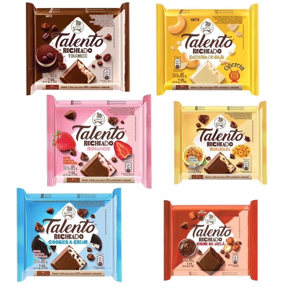 Kit Com 12 Chocolates Talento Recheado Garoto 85g | Shopee Brasil