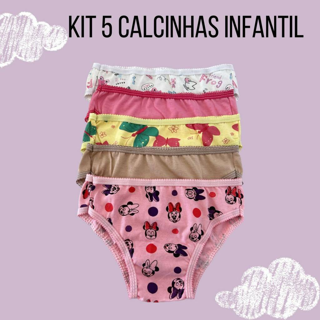 Kit 5 Calcinhas Infantil cores variadas | Shopee Brasil