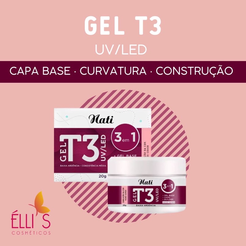 Gel Nati T3 UV/LED 3 em 1 Nude Cover | Shopee Brasil