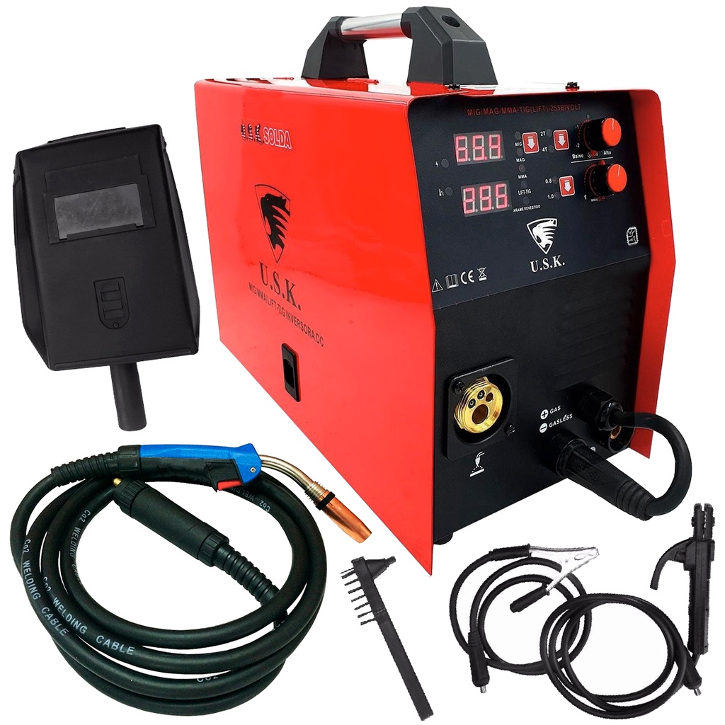 Maquina de Solda Inversora Multiprocessos MIG | MAG | MMA | TIG Bivolt LIFT-255 USK - Escorrega ...