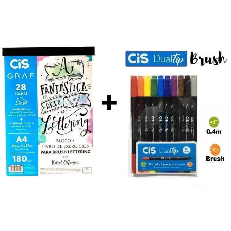 Kit Livro Bloco Lettering + Caneta Cis Dual Tip | Shopee Brasil