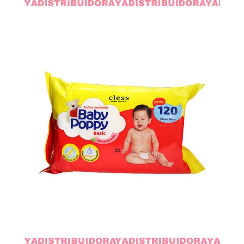 Toalha Umedecida Baby Poppy Basic 120 Unidades | Shopee Brasil