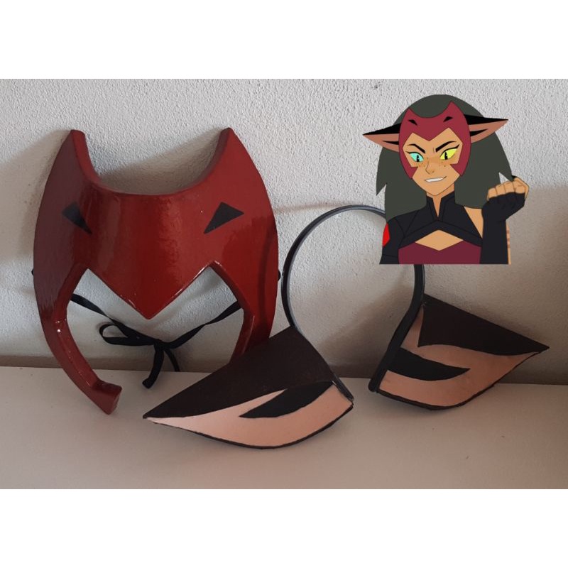 kit cosplay catra/felina inclui máscara e orelhas | she-ra e as ...