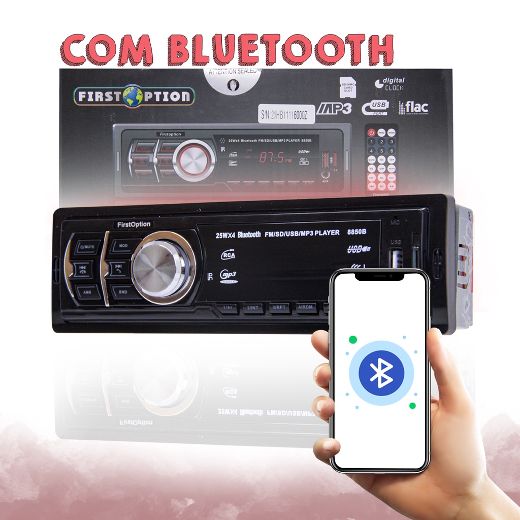 Som Automotivo Radio Para Carro Bluetooth USB SD AUX First Option ...
