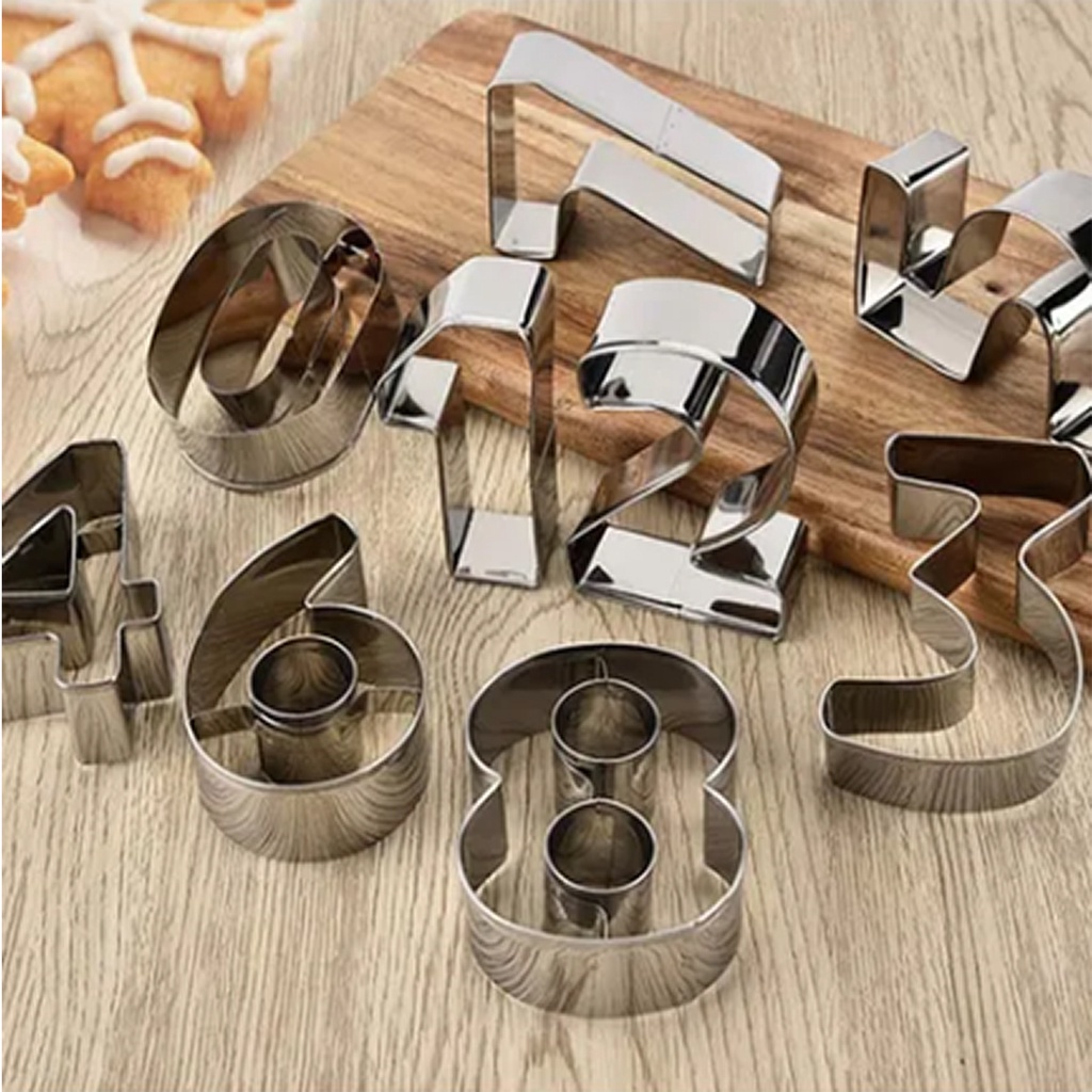 Jogo cortador/ molde numeros inox para biscoitos, massa, biscuit e ...
