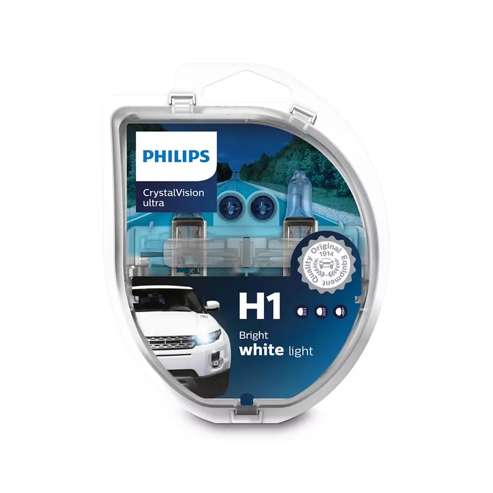 Par De Lâmpadas Philips Crystal Vision Ultra H1 55w 12v | Shopee Brasil
