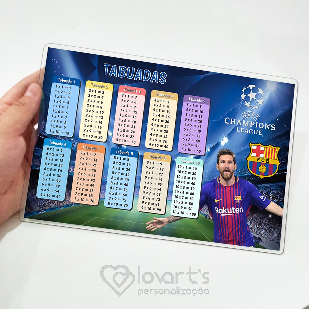 Tabuada de Multiplicação Personalizado - Champions League (A4 ...