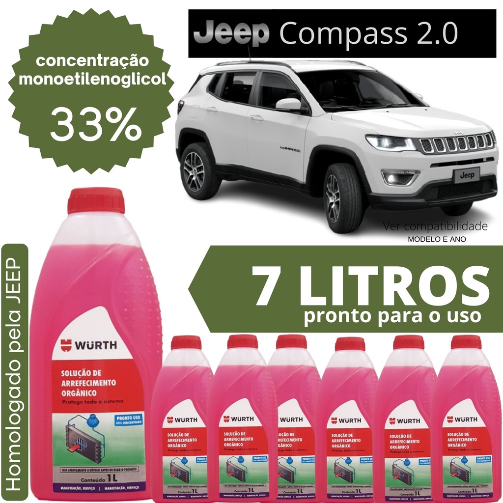 Fluído Aditivo Radiador Rosado Wurth -Jeep Compass 2.o - 7 Litros ...