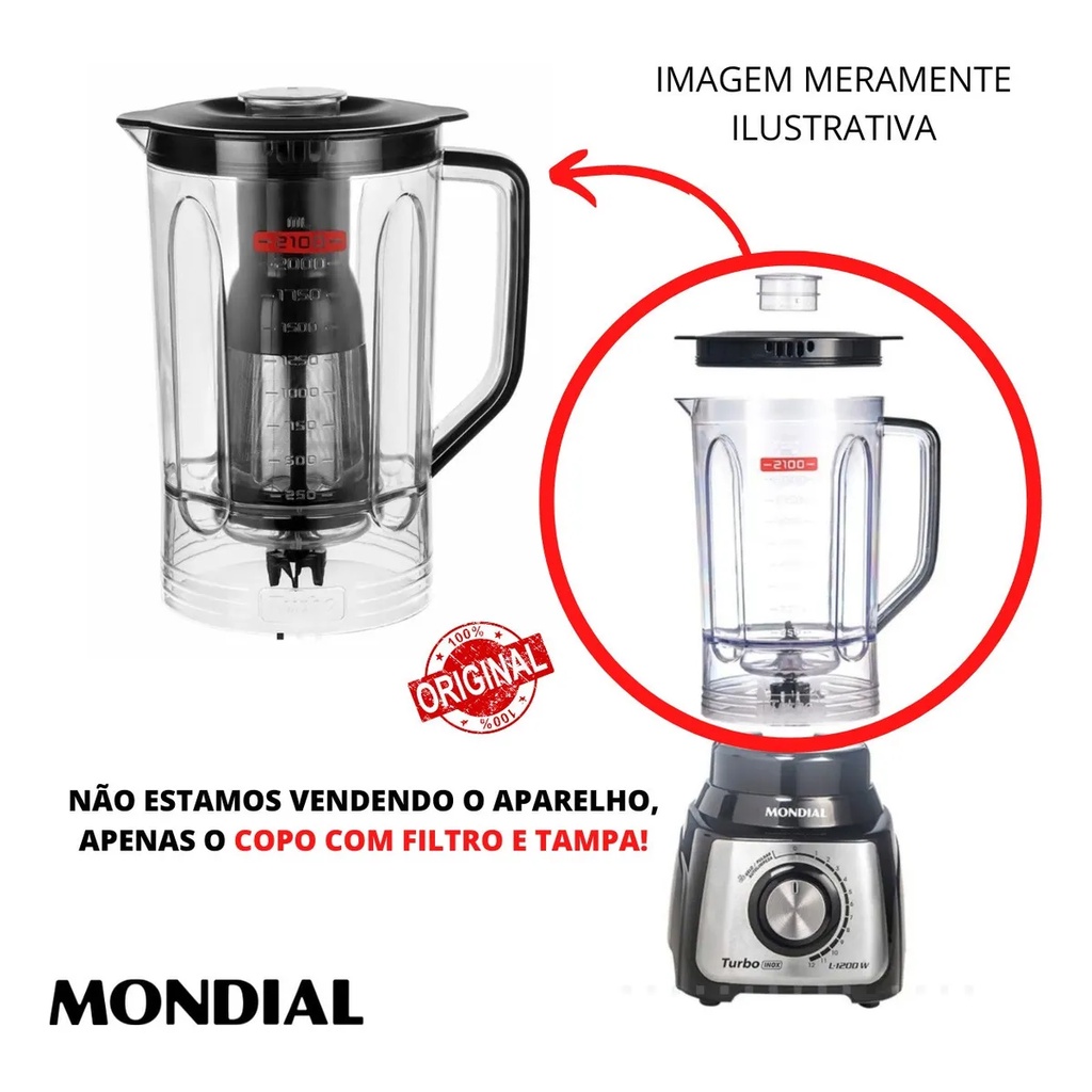 Copo Preto Liquidificador Mondial L-1200 BI L-1200 W Original | Shopee ...