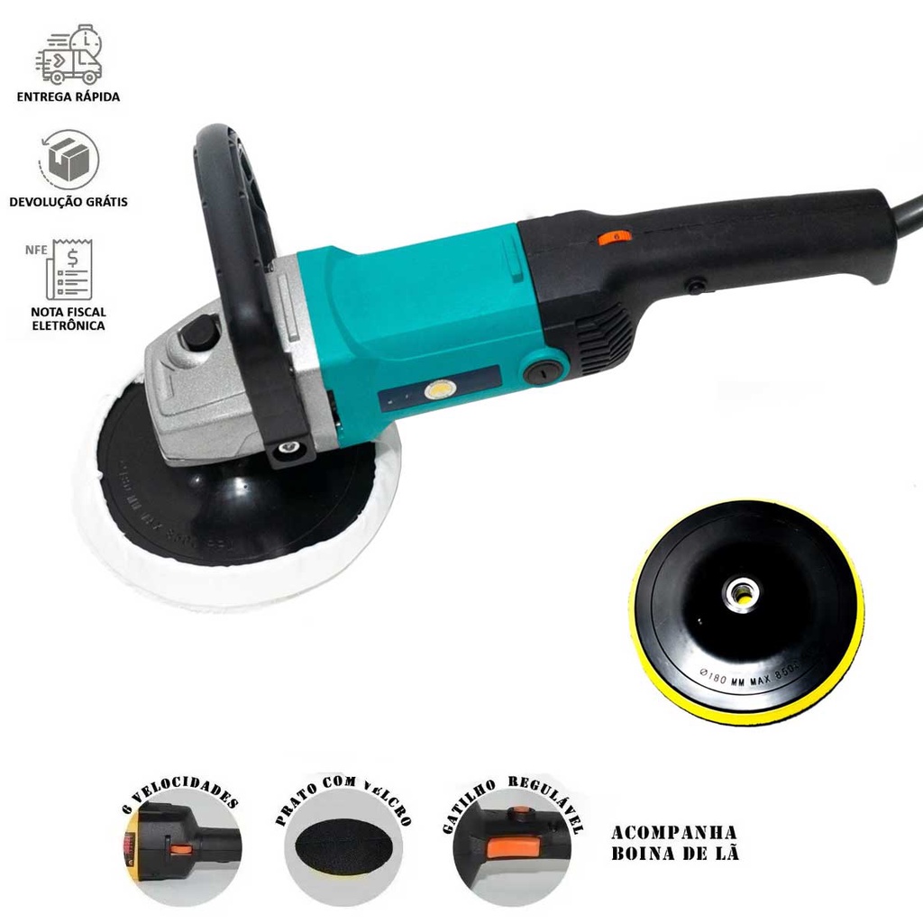 Politriz Automotiva Angular Lixadeira 1200w Profissional 7 Polegadas 6 ...