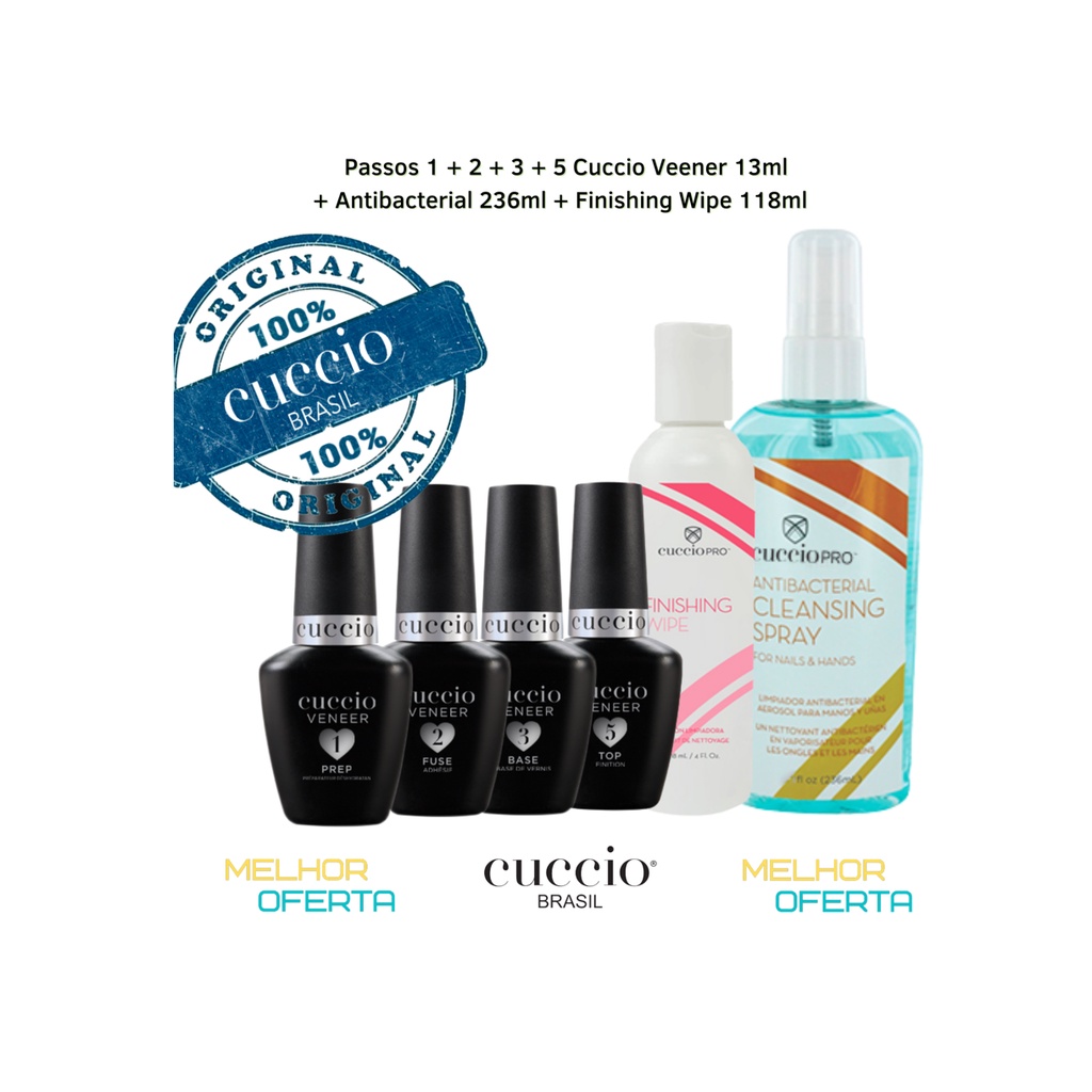 Kit Blindagem Cuccio Prep + Fuse + Base + Top Coat + Antibacterial ...
