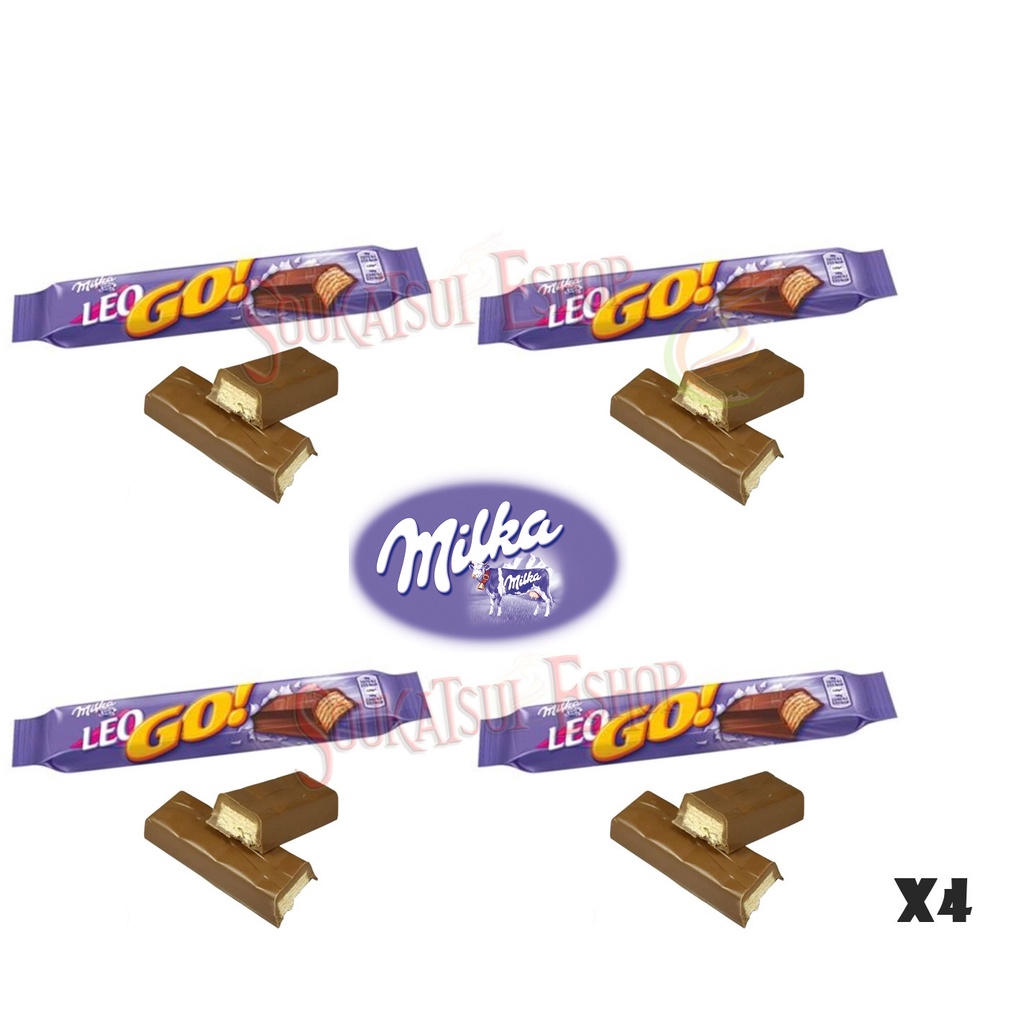 Kit 4 Leo Go Milka Wafer Com Chocolate & Recheio Creme Cacau 48g ...
