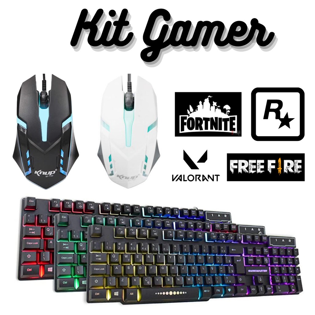 Kit Gamer Teclado e Mouse com Led RGB Semi Mecanico Anti Fantasma ...