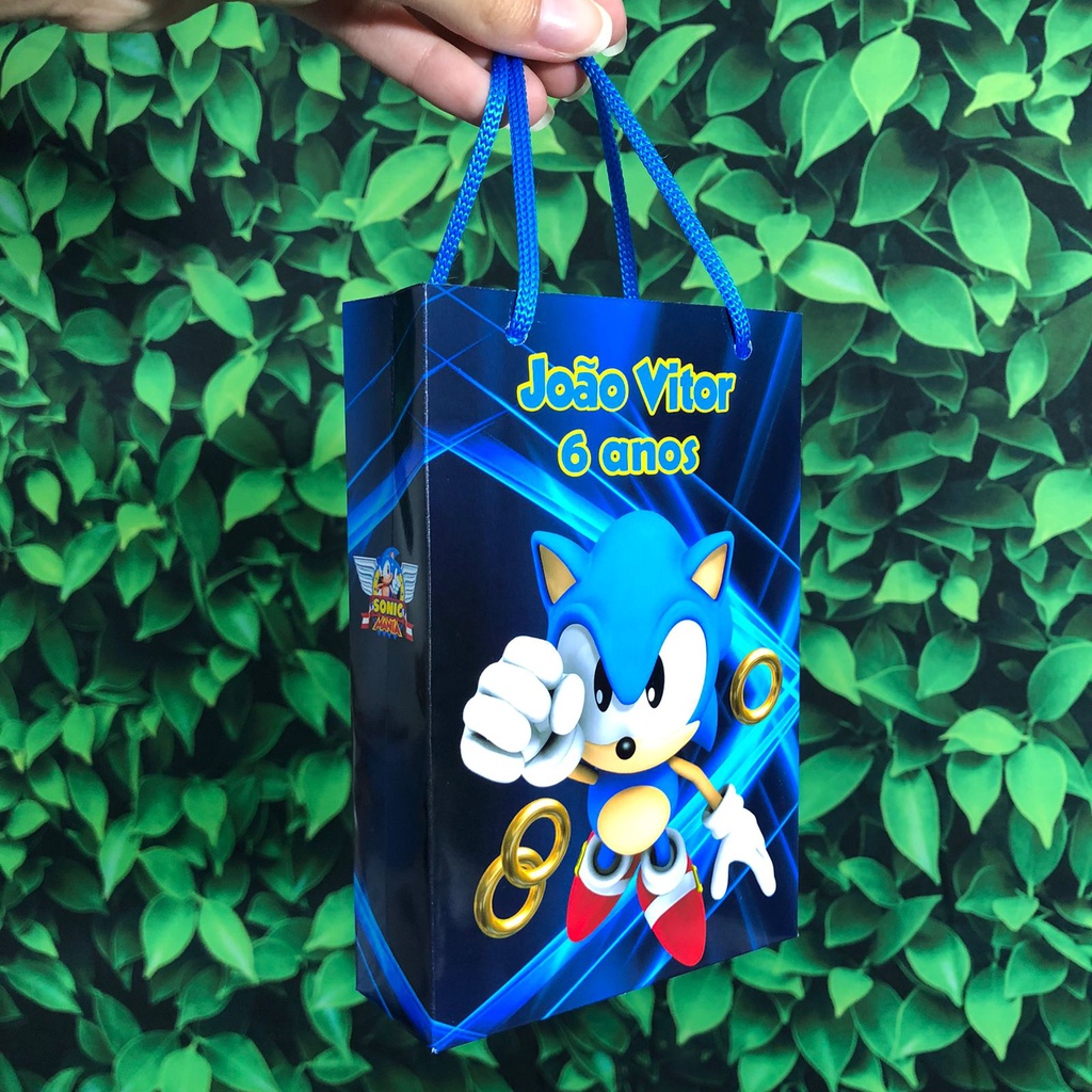 Kit 10 sacolinhas personalizadas - Sonic | Shopee Brasil