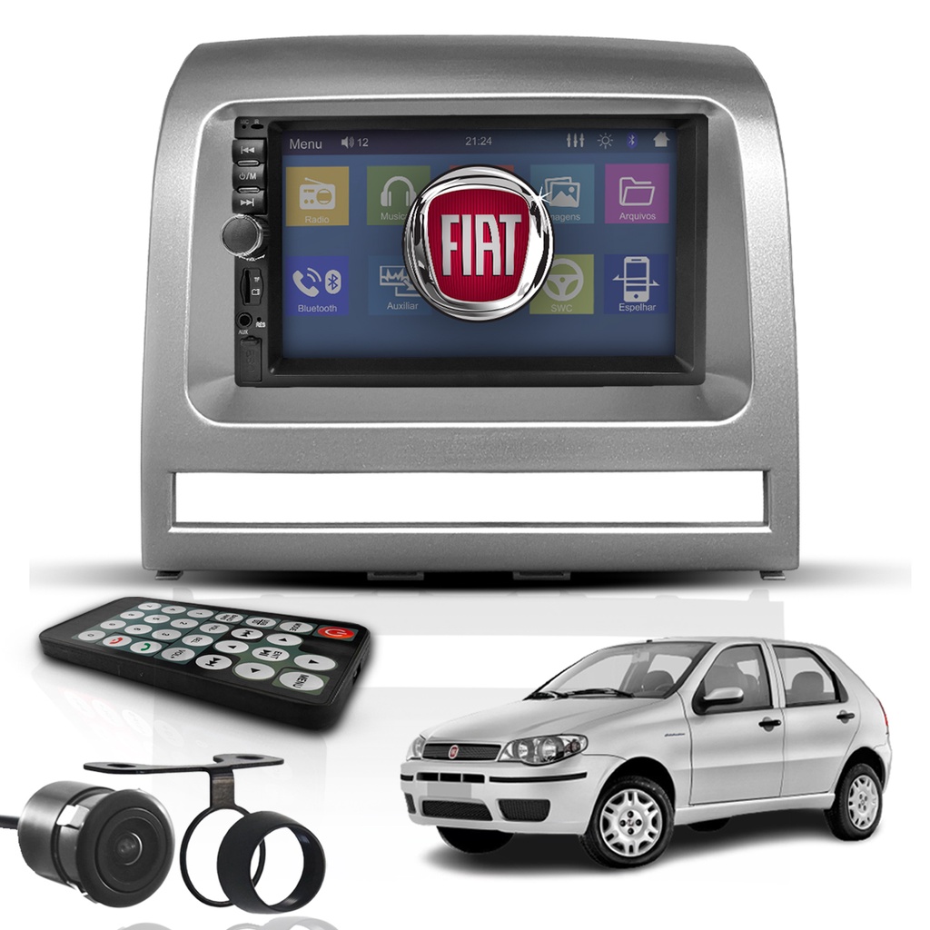 Kit Central Multimídia Universal Mp5 2 Din Bt Espelha Palio | Shopee Brasil