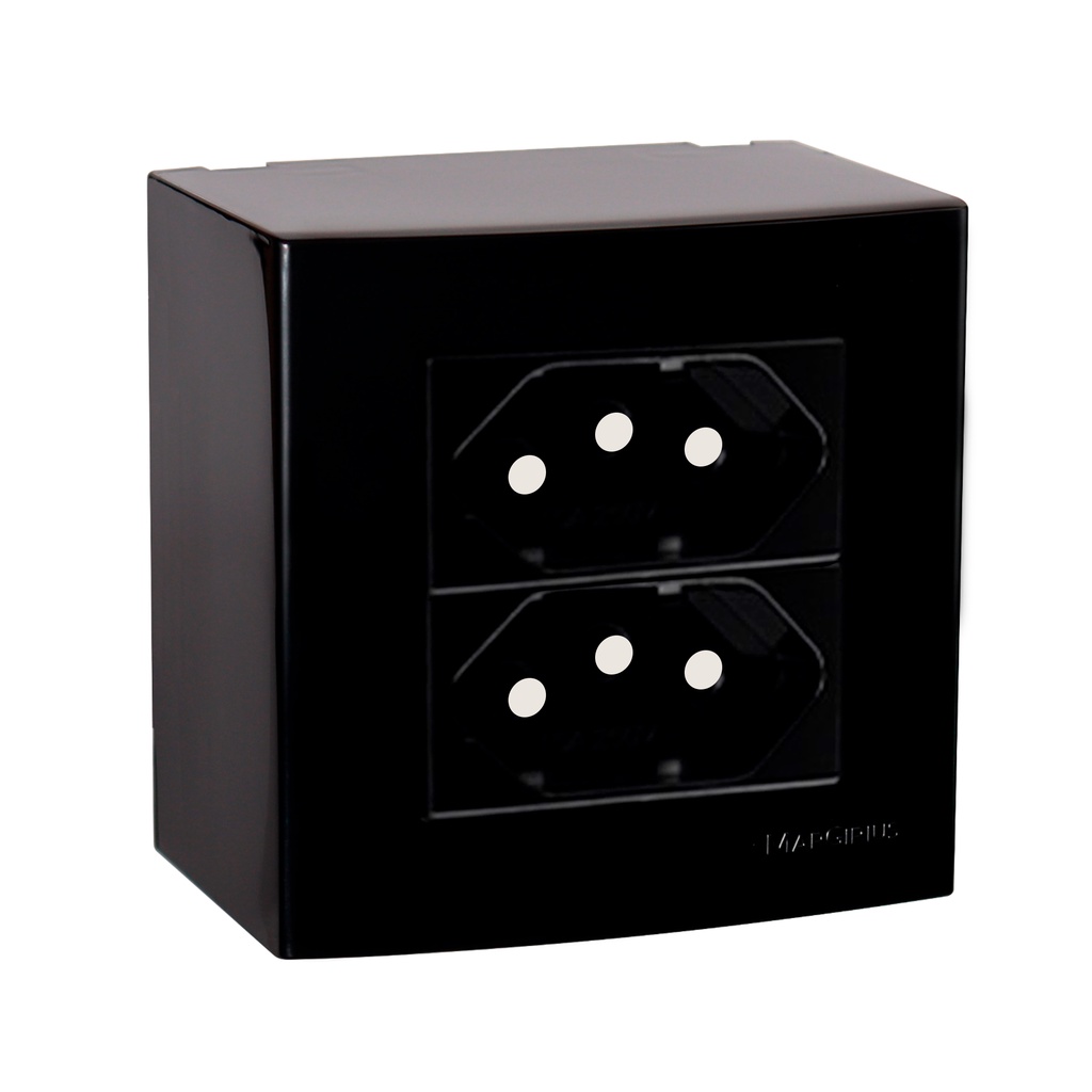 Caixa de Sobrepor Preta + Tomada Dupla 20A Margirius EBONY SLEEK | Shopee Brasil