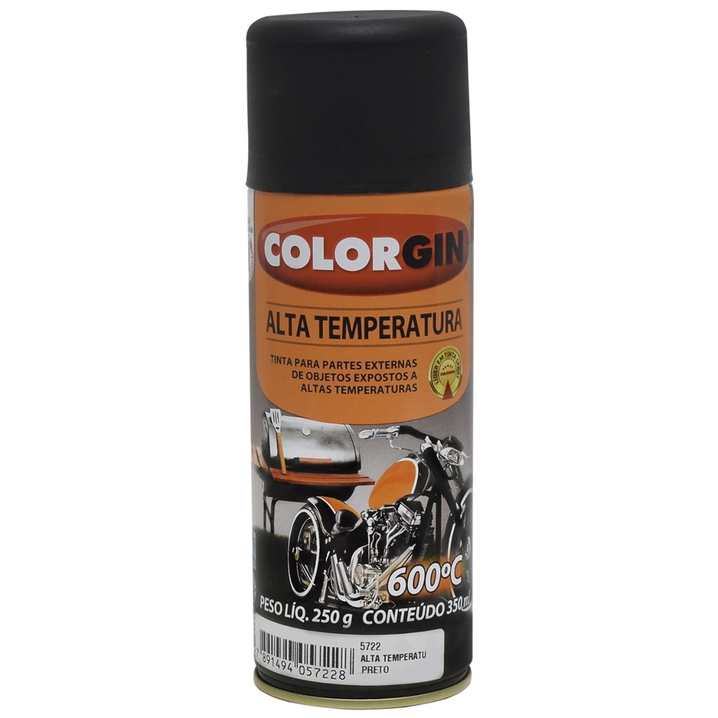Tinta Spray Alta Temperatura 600° Colorgin Preto Fosco | Shopee Brasil