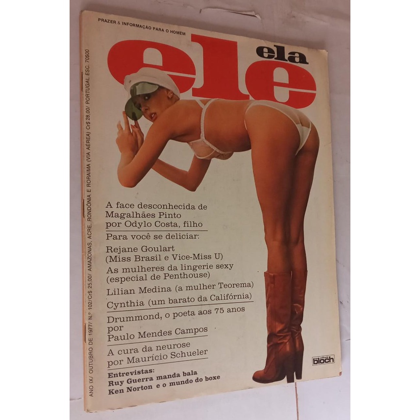 Revista Ele Ela 102 Outubro de 1977 Rejane Goulart Miss Brasil e vice miss Universo Lilian ...