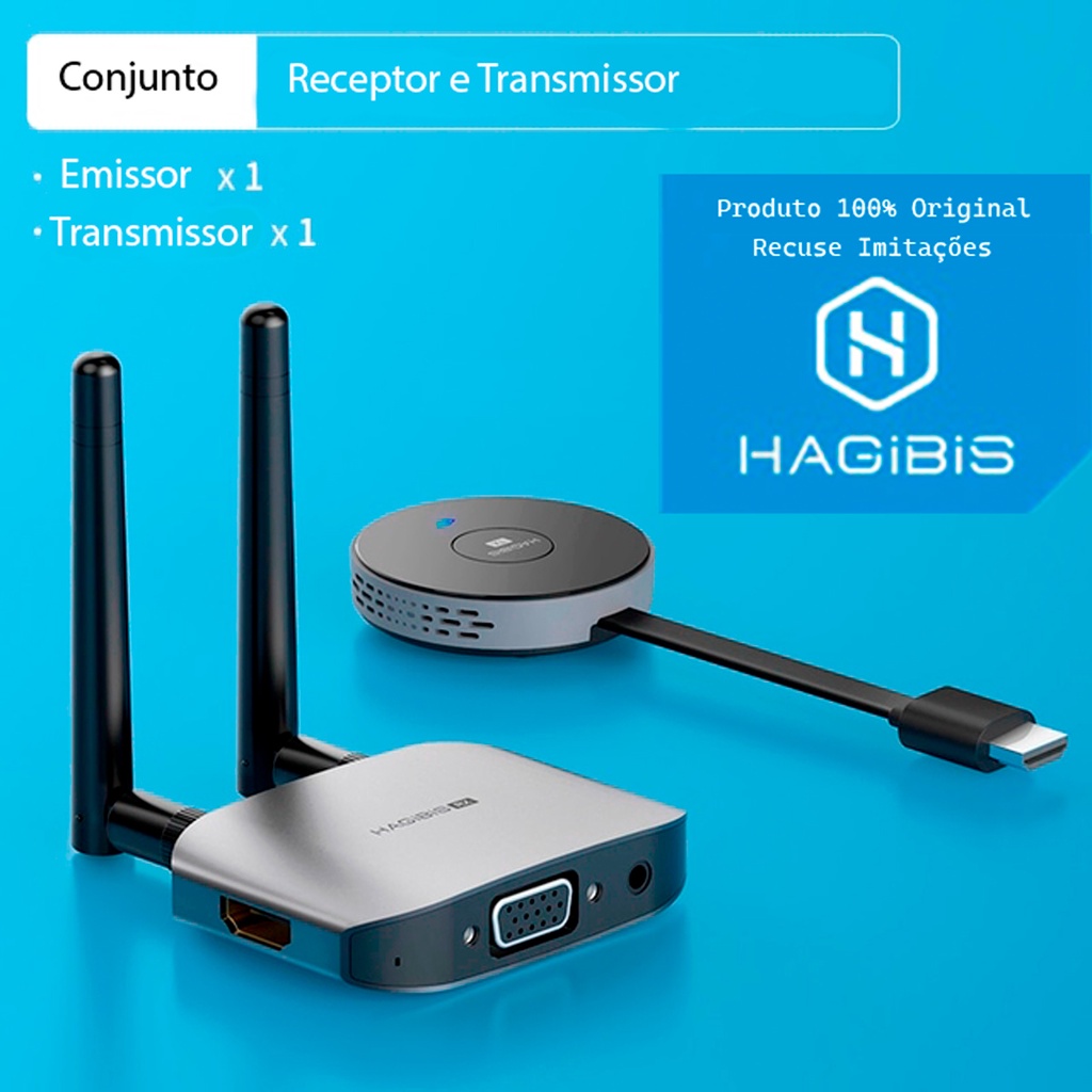 Kit Transmissor + Receptor de Vídeo Hdmi / VGA Wireless Sem Fio 50 ...