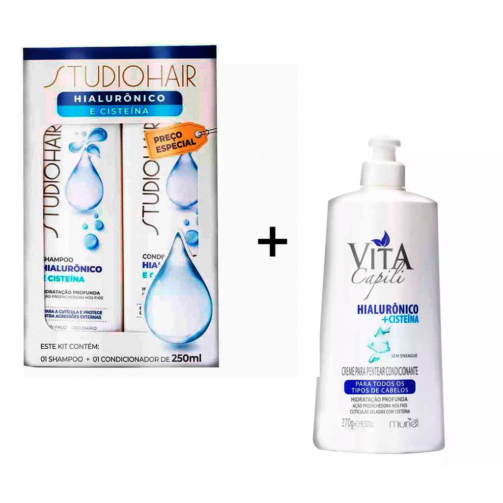 Kit Hialurônico Muriel Shampoo+Cond.+Creme de Pentear | Shopee Brasil