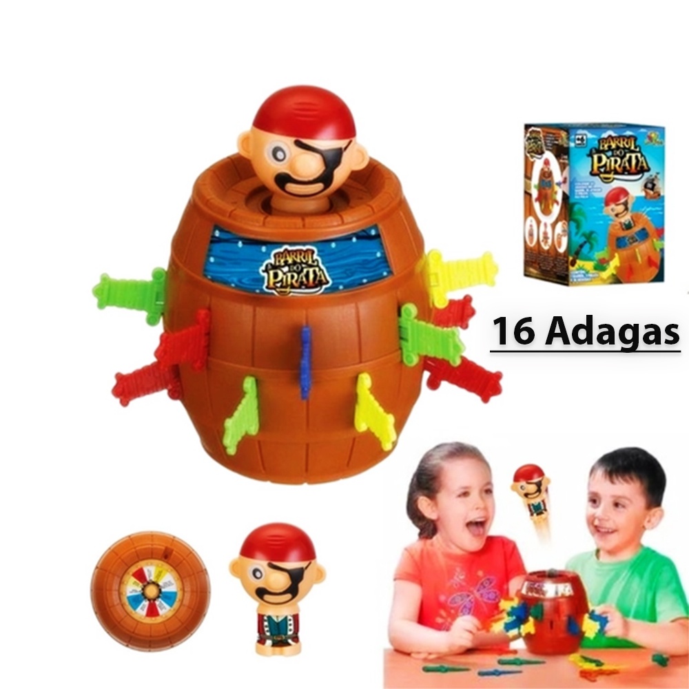 Pula Pirata Barril 16 x 10cm Tamanho Médio Brinquedos Jogo Crianças 5 ...